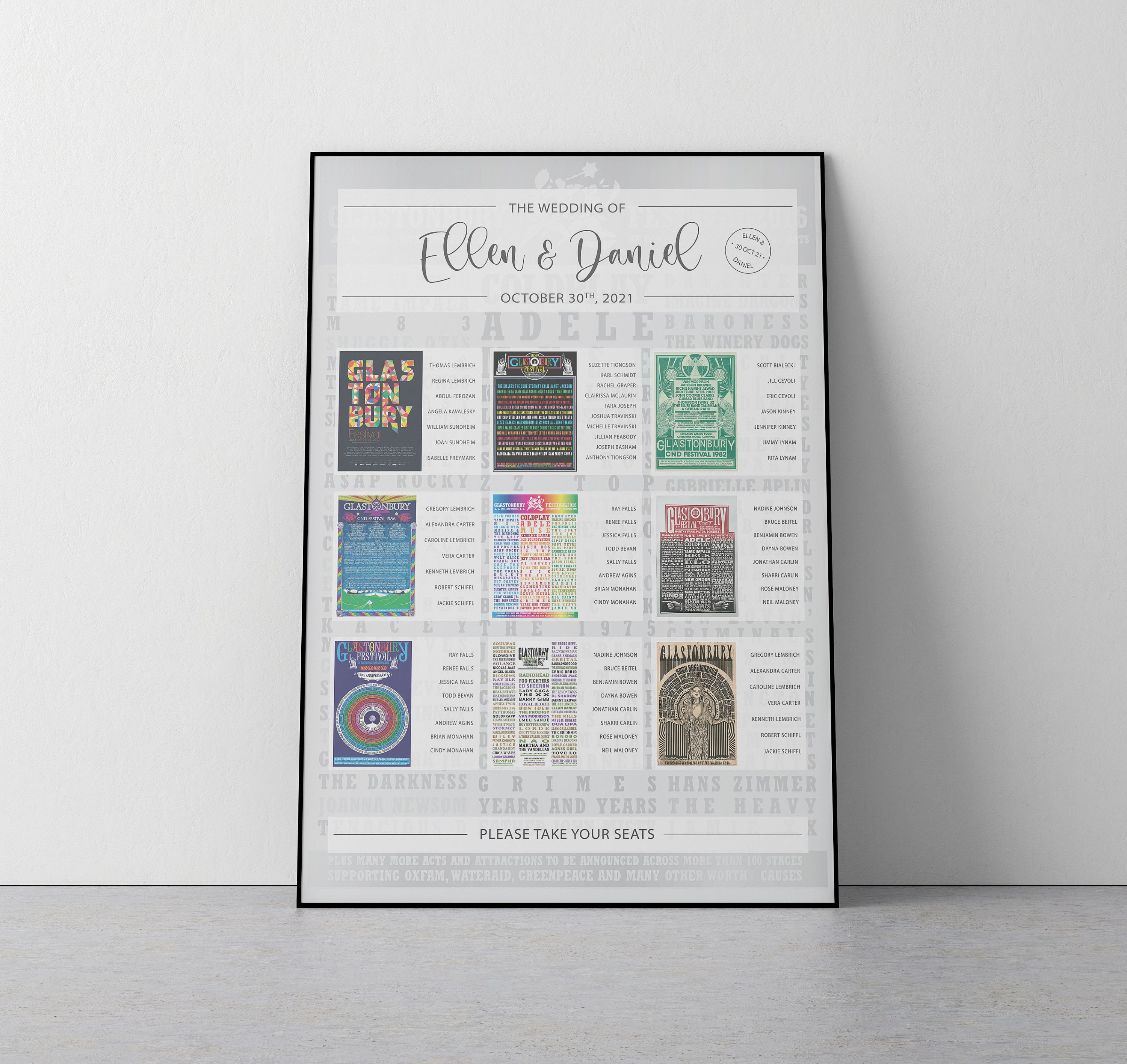 Festival Poster Wedding Table Plan - Etsy