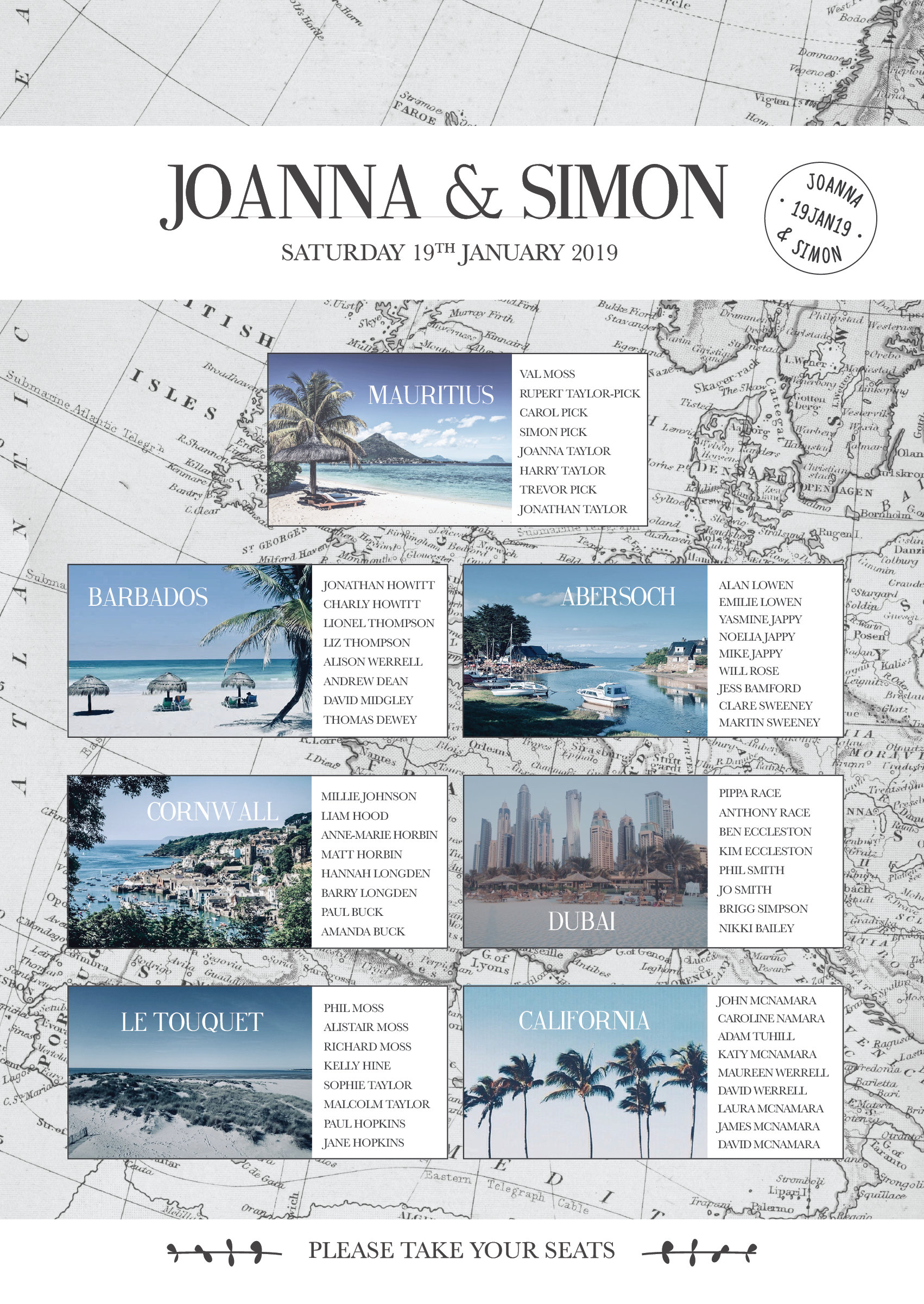 Travel Themed Wedding Table Plan With Vintage Map - Etsy