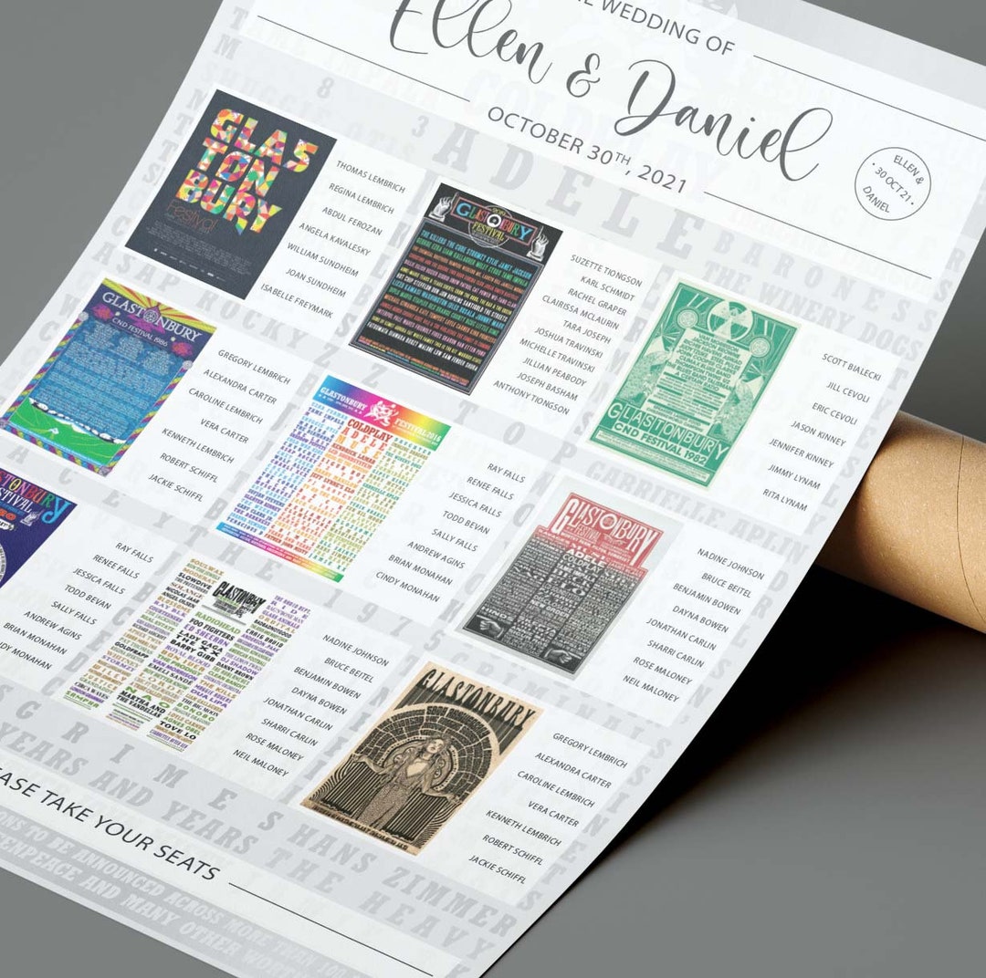 Festival Poster Wedding Table Plan - Etsy