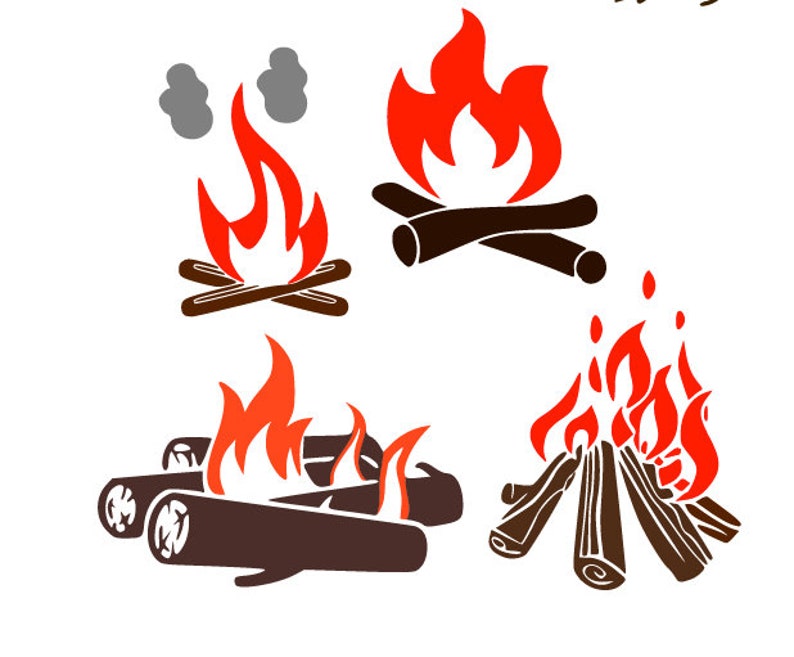 Campfire Svg Colored Campfire Bonfire Camping Svg Camping Etsy