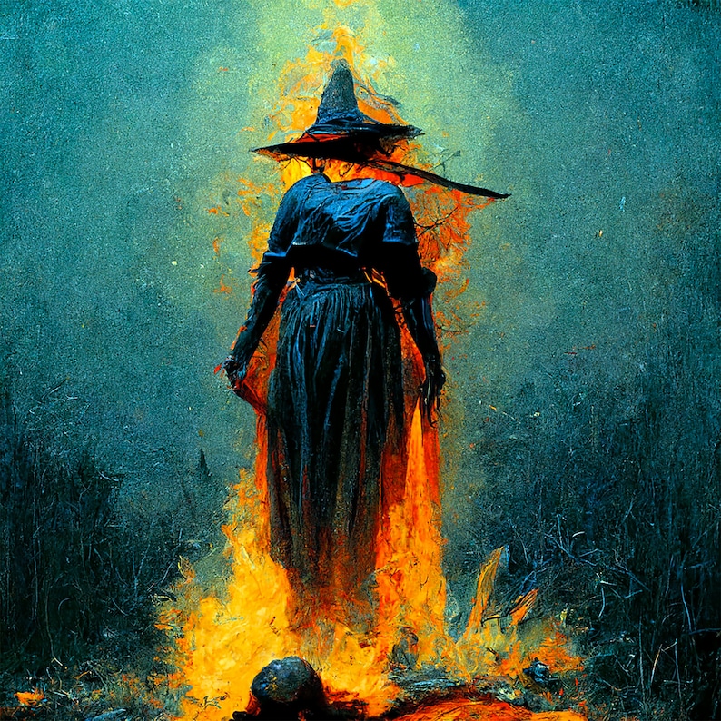 The Burning Witch. A Dark Art Digital Print - Etsy