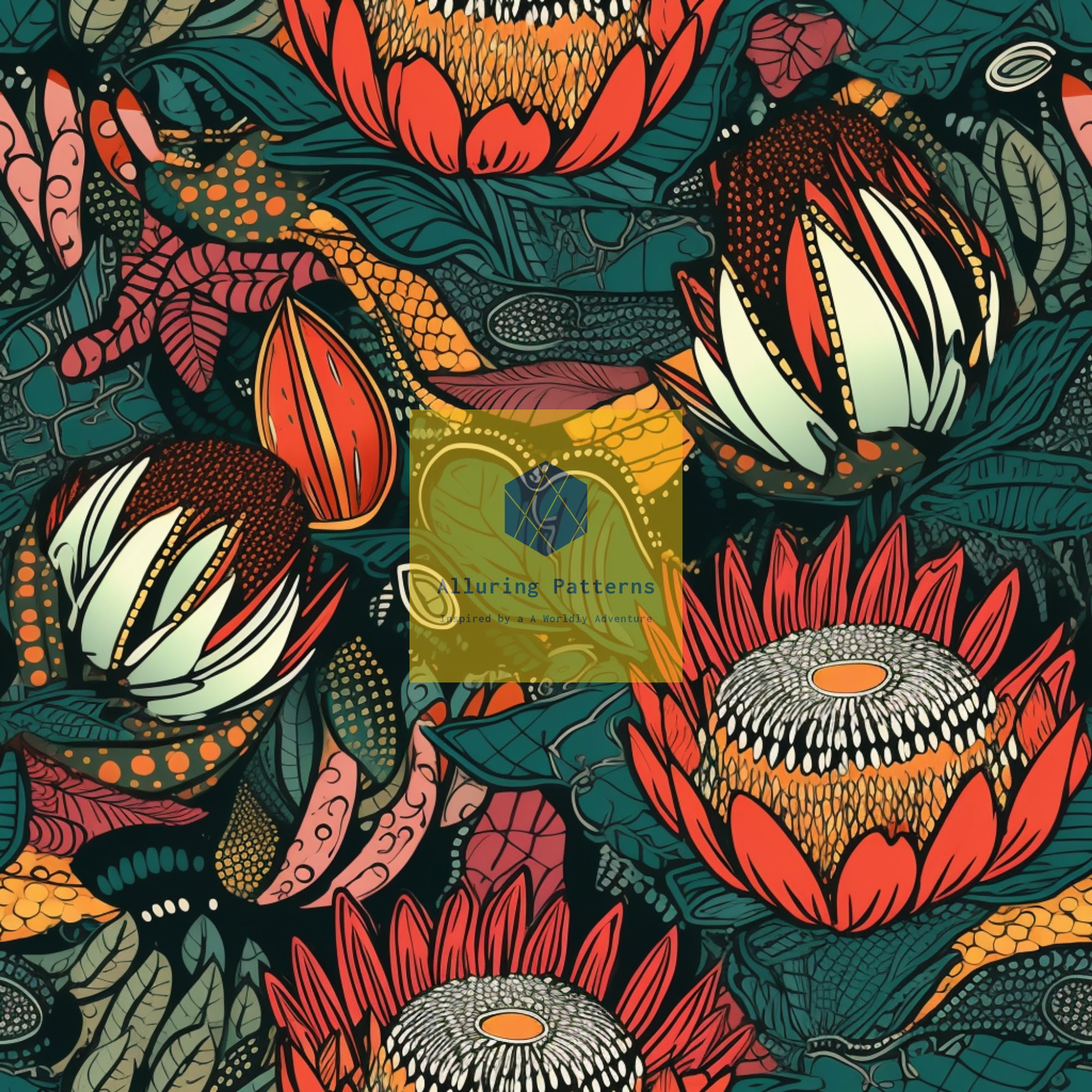 5 African Safari Bold & Colorful Seamless Digital Patterns Diverse Art ...