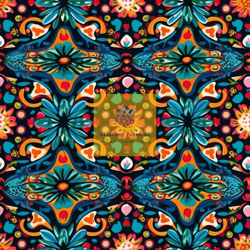 5 Colorful Seamless Digital Patterns Mexican Fiesta Textiles and Folk ...