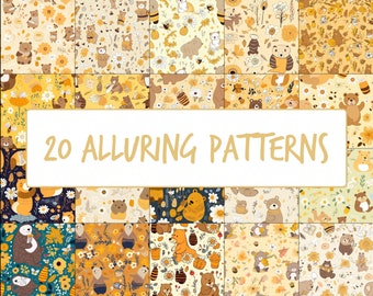 Honey Bee Digital Paper Patterns Commercial Use Scrapbook Papers and ...