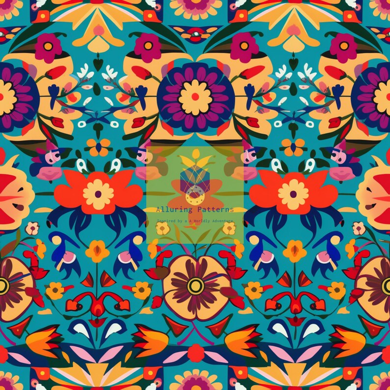 5 Colorful Seamless Digital Patterns Mexican Fiesta Textiles and Folk ...