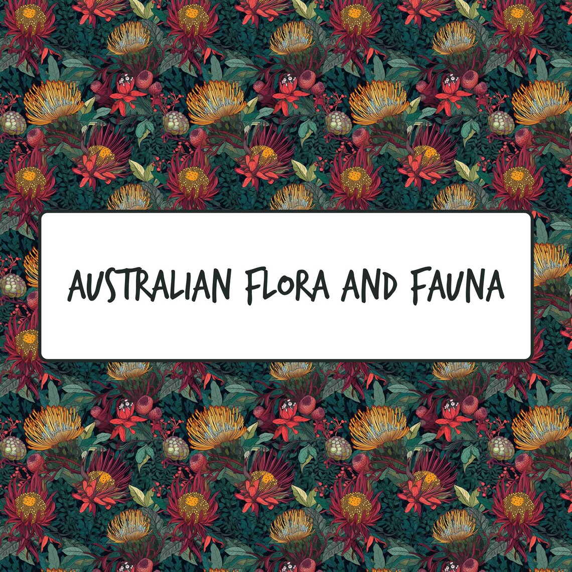 5 Australian Flora and Fauna Digital Seamless Patterns Featuring Plants ...