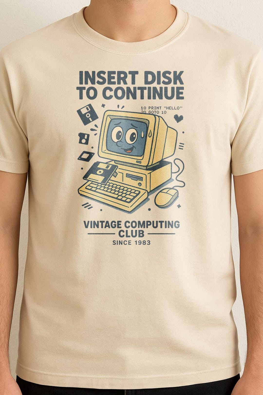 Insert Disk to Continue Vintage Computer T-shirt – Retro Floppy Disk ...