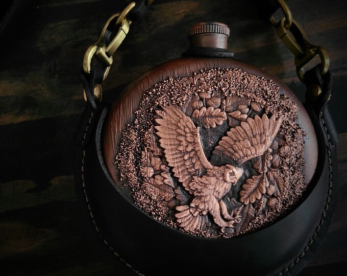 Christmas Owl Ornament Whiskey Hip Flask in a Leather Holster Owl Mug ...