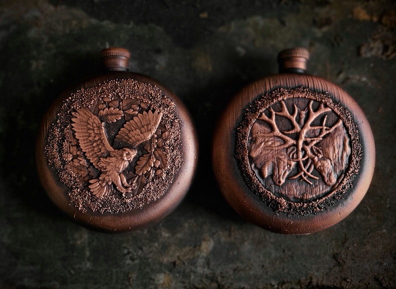 Christmas Owl Ornament Whiskey Hip Flask in a Leather Holster Owl Mug ...