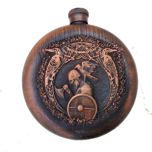 Viking Axe Viking Armour Whiskey Hip Flask in Leather Holster for Norse ...