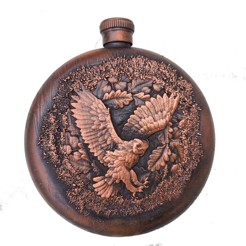 Christmas Owl Ornament Whiskey Hip Flask in a Leather Holster Owl Mug ...