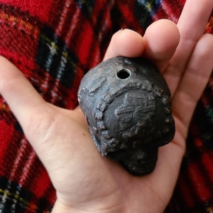 Aztec Death Whistle, Copper Coated With Patina, Mayan Skull Instrument ...