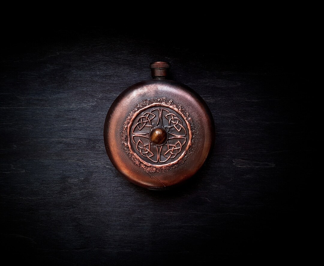 Viking Shield Leather Hip Flask, Whiskey Hip Flask for Armour and Folk ...