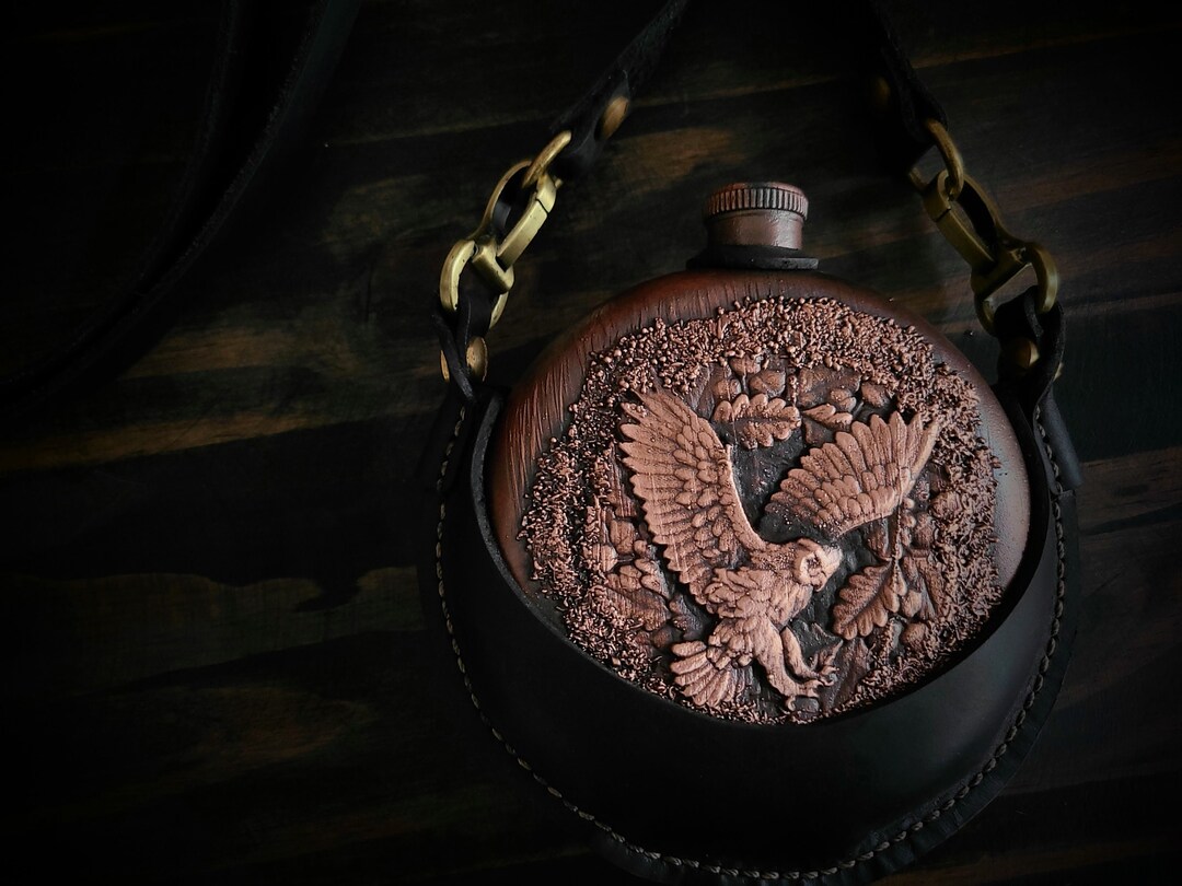 Christmas Owl Ornament Whiskey Hip Flask in a Leather Holster Owl Mug ...