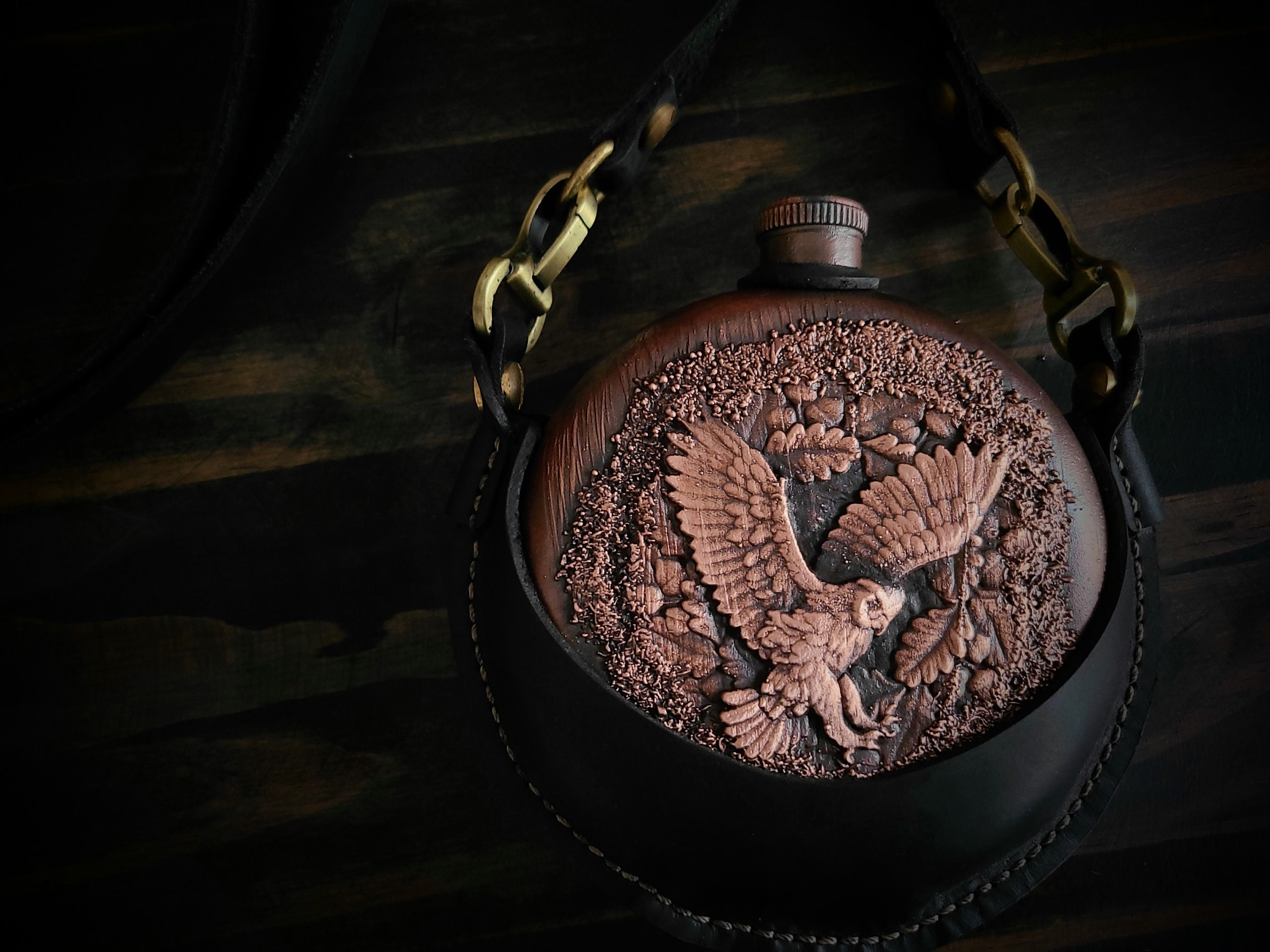 Christmas Owl Ornament Whiskey Hip Flask in a Leather Holster Owl Mug ...
