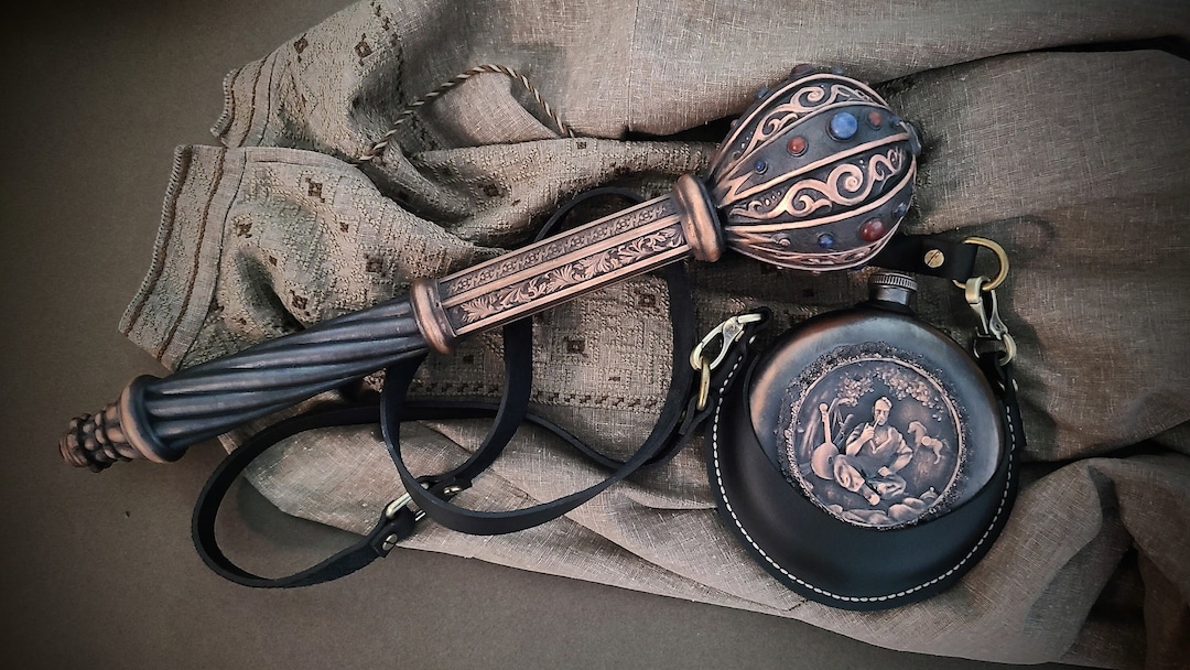 Ukrainian Cossack Mace, Ceremonial Bulawa With Natural Stones - Etsy