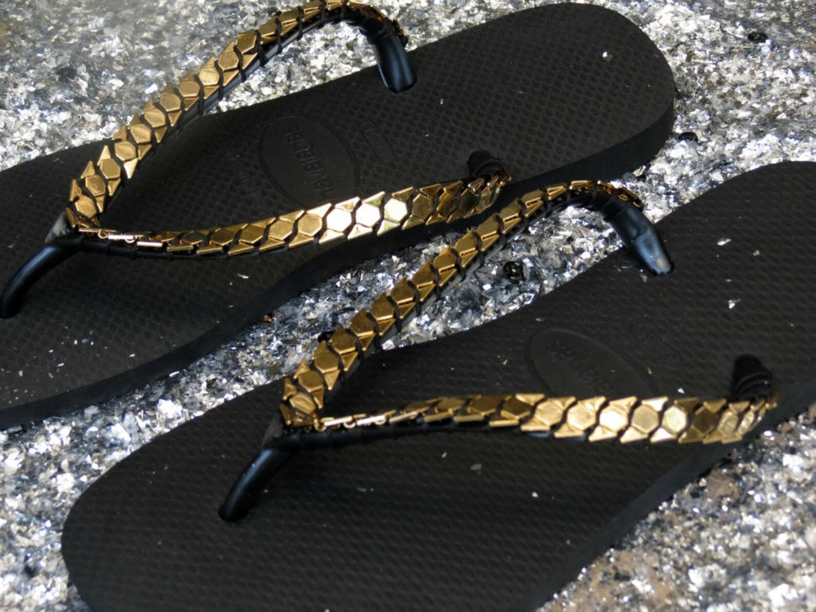 Black Decorated Custom Havaianas Flip Flops Sandals - Etsy