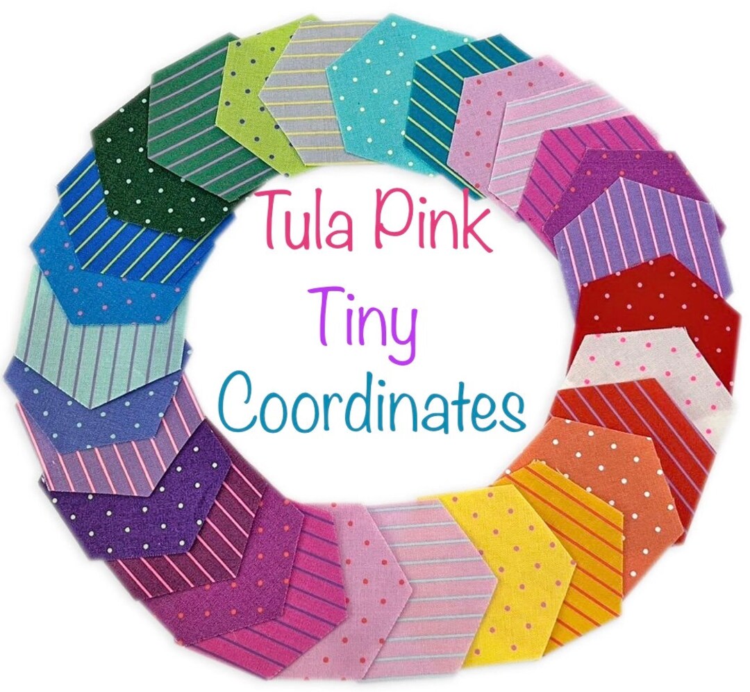 42 Precut Hexagons Tula Pink Tiny Coordinates for English Paper Piecing ...