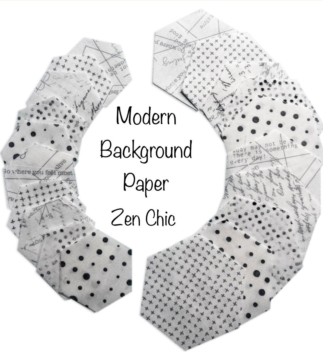 42 Precut Hexagons Modern Background Paper Zen Chic for Moda Fabrics ...