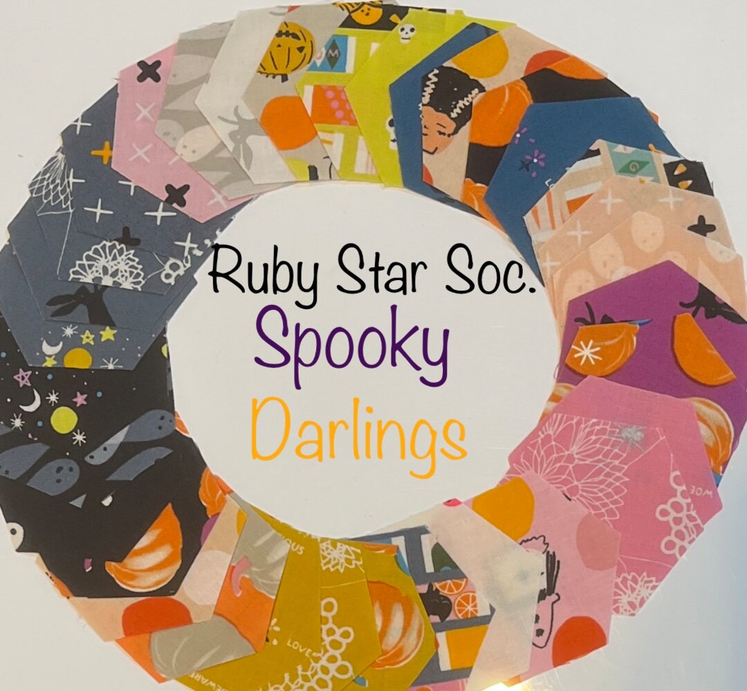 42 Precut Hexagons Spooky Darlings Ruby Star Society Fabrics English ...