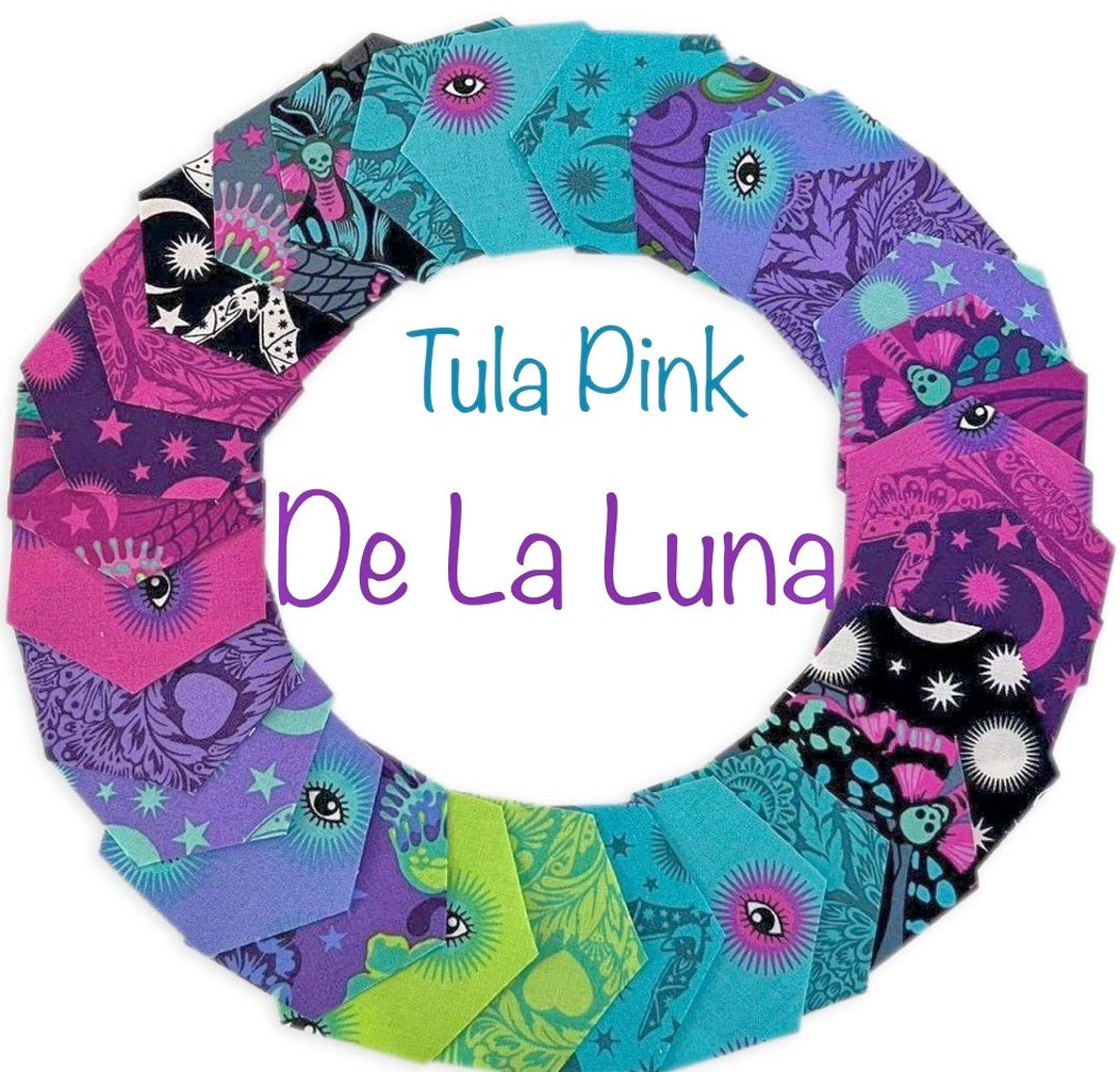 36 Precut Hexagons Tula Pink De La Luna for English Paper Piecing Rare ...