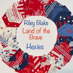 42 Precut Hexagons Land of the Brave Riley Blake Fabrics English Paper ...