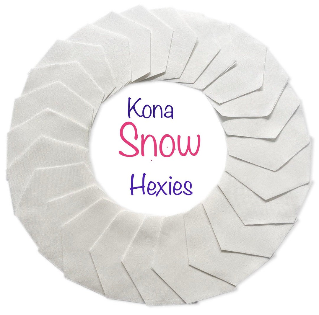42 Precut Hexagons Kona Snow cream Robert Kaufman Fabrics English Paper ...