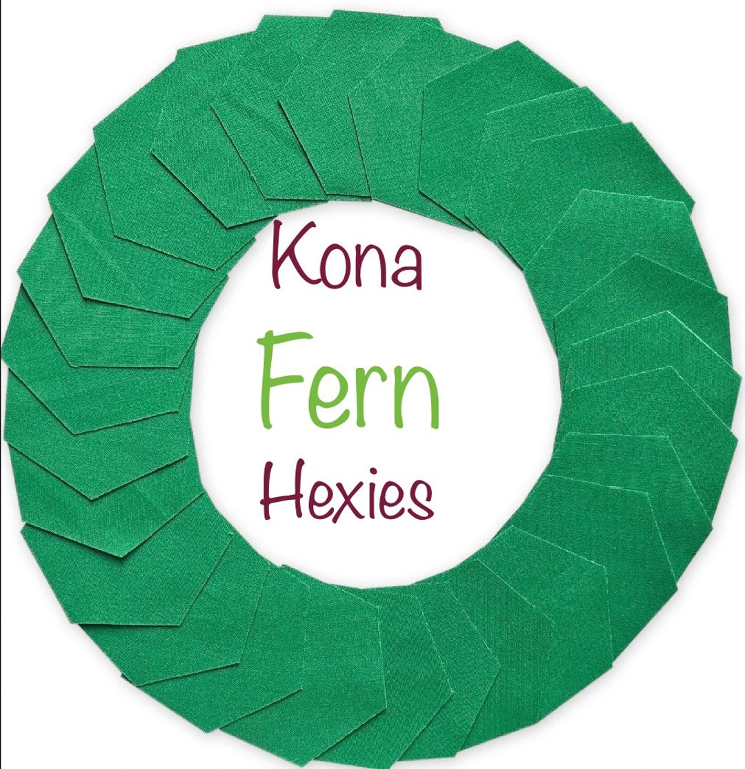 60 Precut Hexagons Kona Fern Solid Robert Kaufman Fabrics English Paper ...