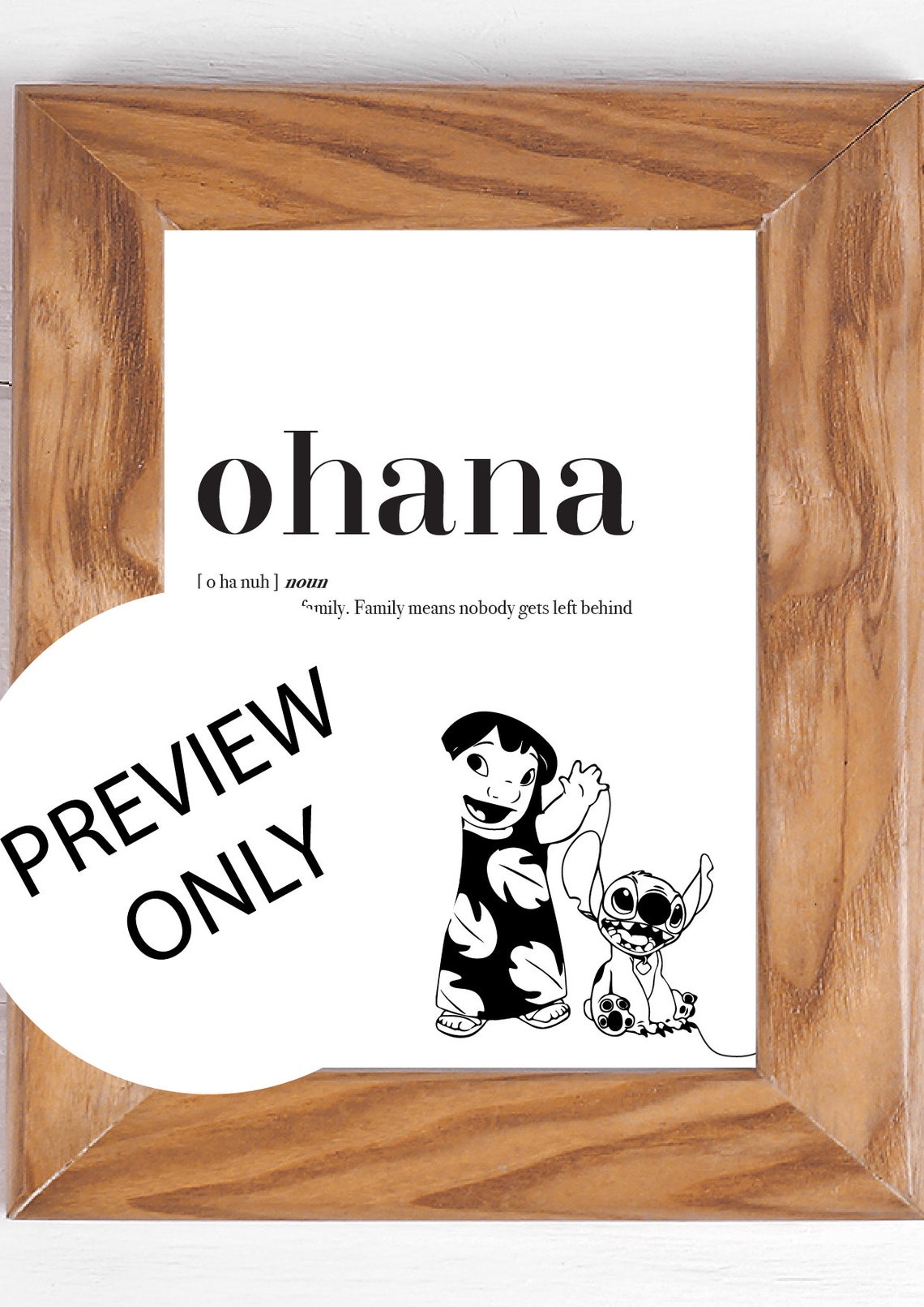 Lilo and Stitch Ohana Disney Digital Print Wall Art Home - Etsy