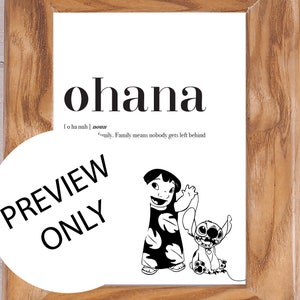 Lilo and Stitch Ohana Disney Digital Print Wall Art Home - Etsy