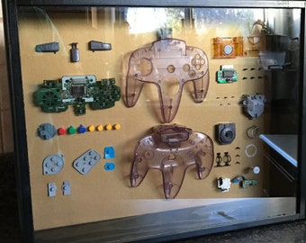 Nintendo64 Controller Inside View Black Frame Shadow Box