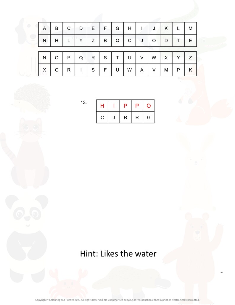 Animals Cryptogram Puzzle Book Cipher Puzzles Word Puzzles Brain ...