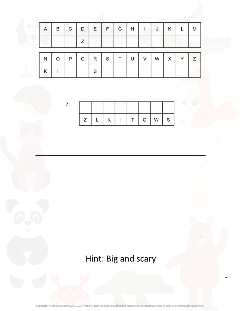 Animals Cryptogram Puzzle Book Cipher Puzzles Word Puzzles - Etsy