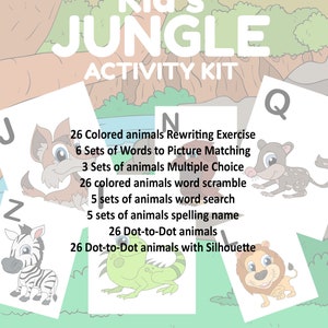 Kid's Jungle Activity Kit Drawing Printable Digital Download for ...
