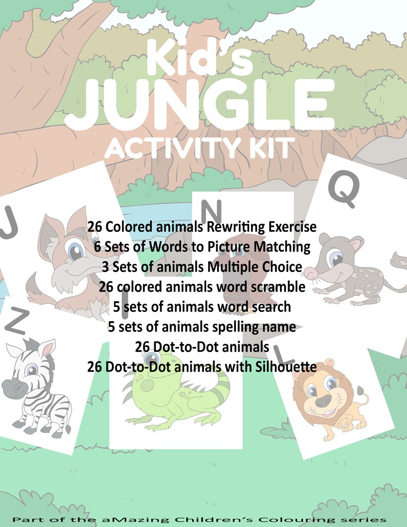 Kid's Jungle Activity Kit Drawing Printable Digital | Etsy