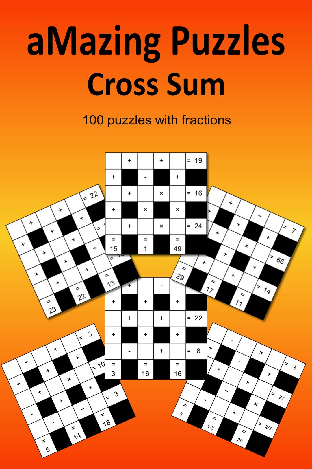 Cross Sum 100 Puzzles With Fractions to Solve Home Printable Digital ...
