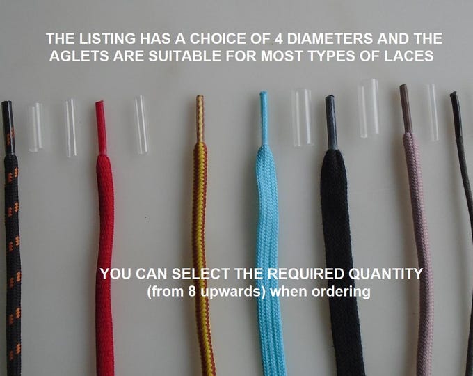 Clear Transparent Aglets Shoelace Tips Ends - Choice of 4 Diameters ...