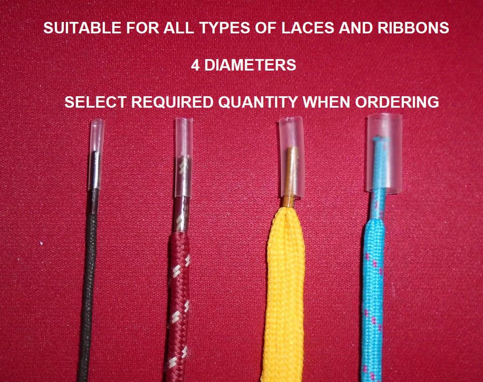 Clear Transparent Aglets Shoelace Tips Ends - Choice of 4 Diameters ...