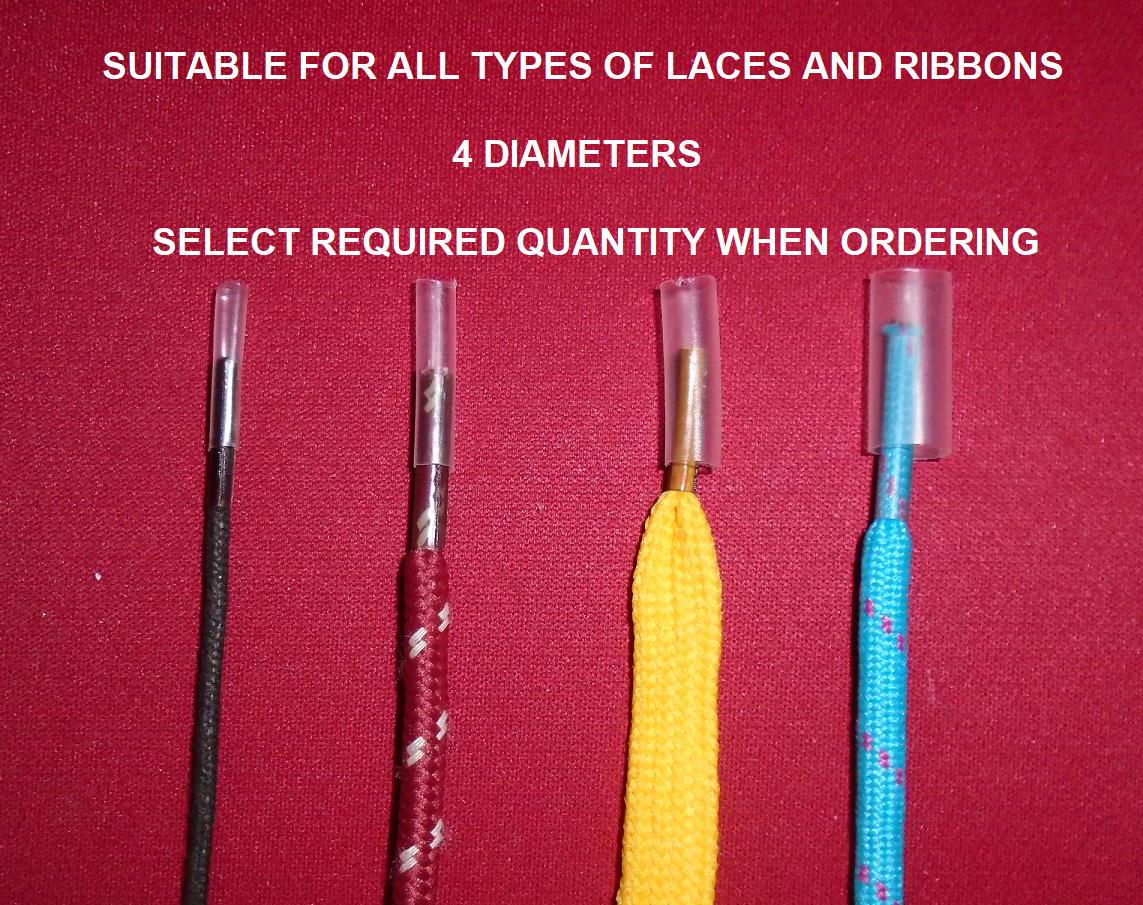 Clear Transparent Aglets Shoelace Tips Ends - Choice of 4 Diameters ...