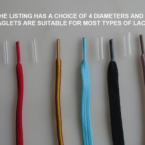 Clear Transparent Aglets Shoelace Tips Ends - Choice of 4 Diameters ...