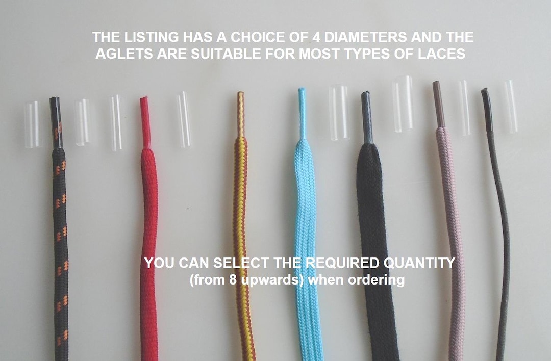 Clear Transparent Aglets Shoelace Tips Ends - Choice of 4 Diameters ...