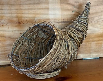 Natural Grapevine Cornucopia Basket Thanksgiving Fall Decor - Etsy