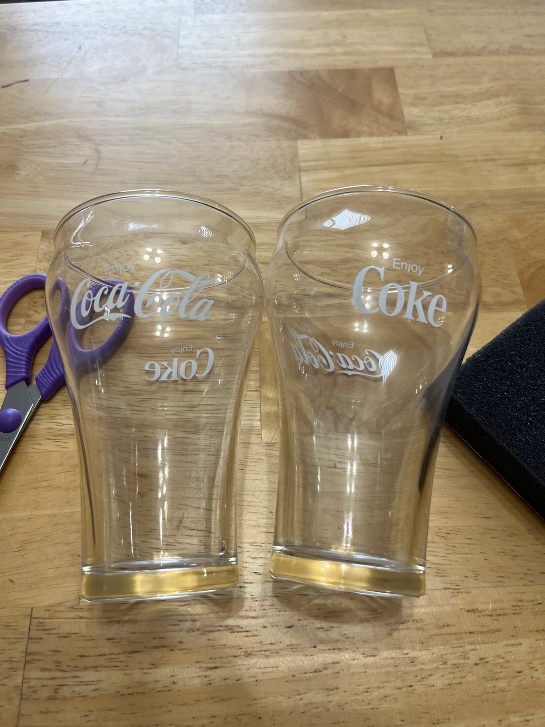 Set of 2 Vintage Libby Coca-cola Bottle Shaped Soda Fountain Glasses ...
