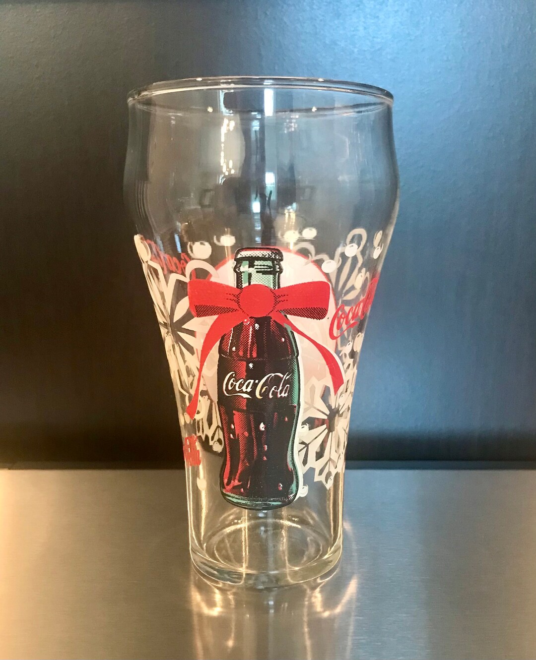 Coca-cola Clear White & Red Glasses With Coca-cola Bottle Snowflakes ...