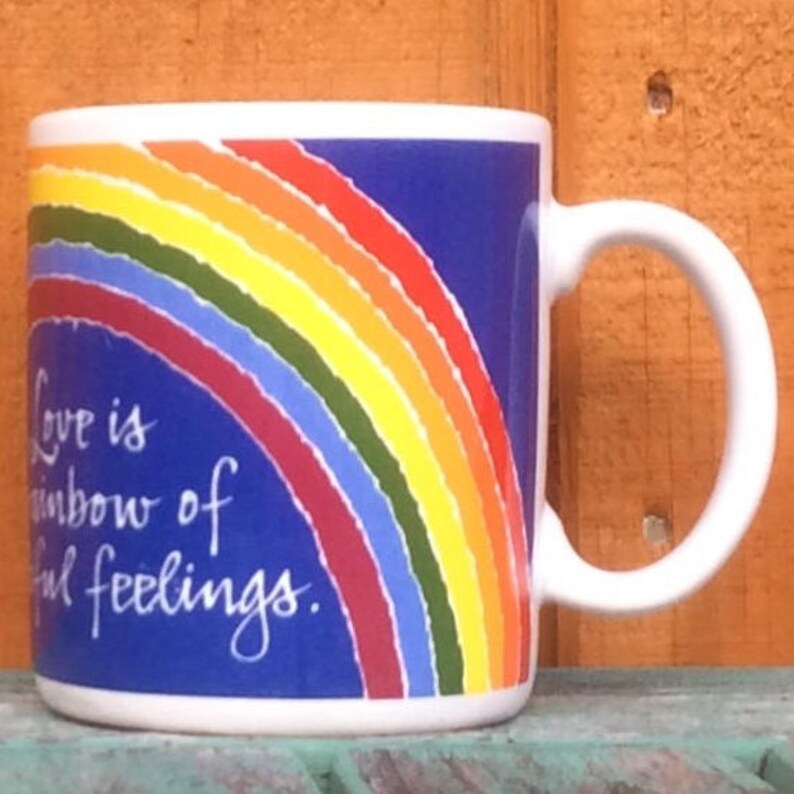 10oz Rainbow Coffee Mug Rainbow Coffee Cup Love is a Rainbow | Etsy
