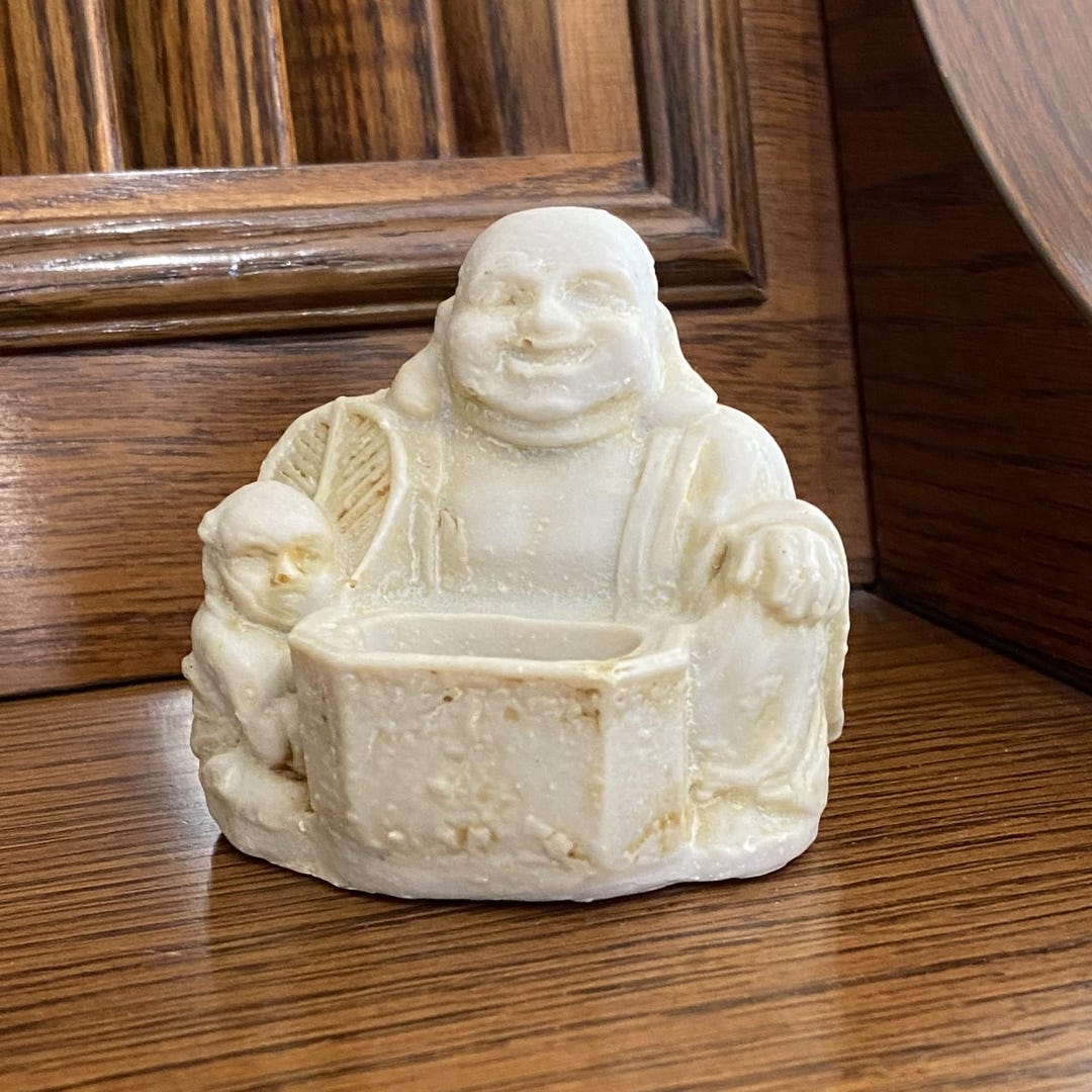 Small Vintage Buddha Statue Ivory Look Trinket - Ring - Toothpick ...