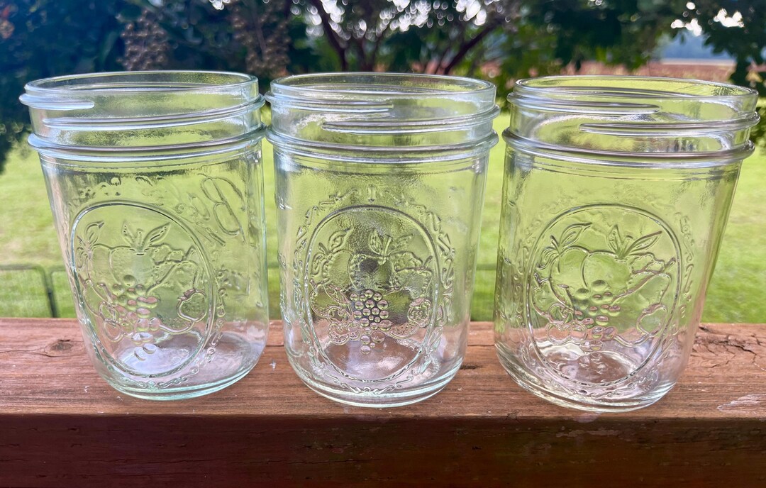 3 Vintage Glass Wide Mouth Mason Ball Jars Width Open Mouth Jar - Clear ...