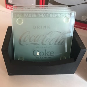 Drink Coca cola Coke Refreshing 5 Piece Frosted Coaster Set 4 Glass ...
