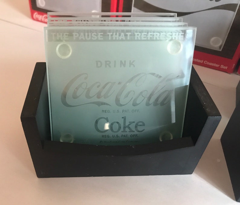 Drink Coca Cola CoKe Refreshing 5 Piece Frosted Coaster Set 4 | Etsy