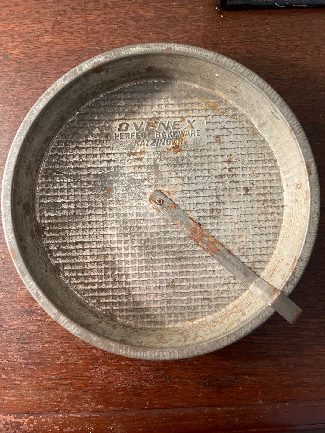 Vintage Ovenex Pie Pan Crust Separator Metal Textured Bottom Waffle ...